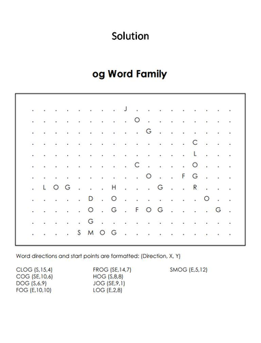 og Word Family Word Search | Teaching Resources