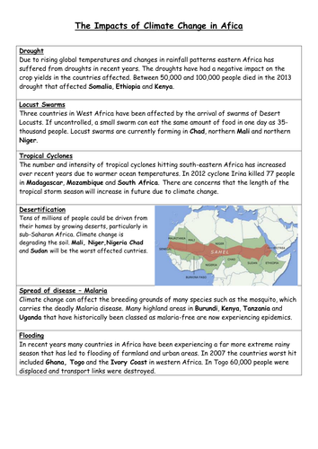 The Impacts of Climate Change in Africa | Teaching Resources