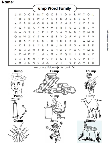 ump Word Family Word Search | Teaching Resources