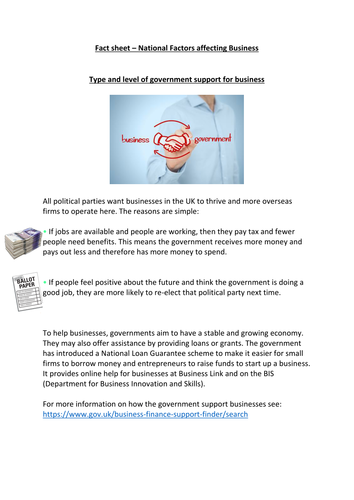 National and Local Factors impacting a business | Teaching Resources