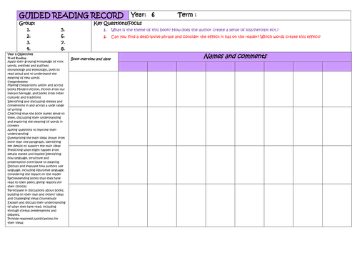 Guided Reading Planners Years R - 6 | Teaching Resources