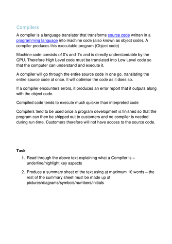 Compiler and Interpreter | Teaching Resources