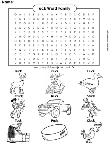 uck Word Family Word Search | Teaching Resources