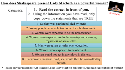 Lady Macbeth Introduced: Act 1 Scene 5 | Teaching Resources