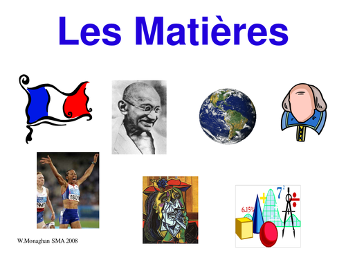 Powerpoint on School Subjects in French | Teaching Resources