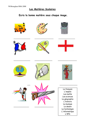 Powerpoint on School Subjects in French | Teaching Resources