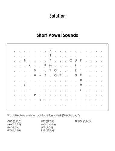Short Vowel Sounds Word Search | Teaching Resources