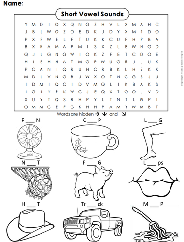 Short Vowel Sounds Word Search | Teaching Resources