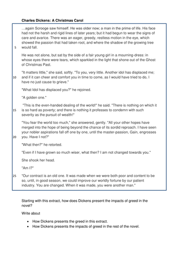 Charles Dickens - A Christmas Carol: Exam Style Question Revision ...