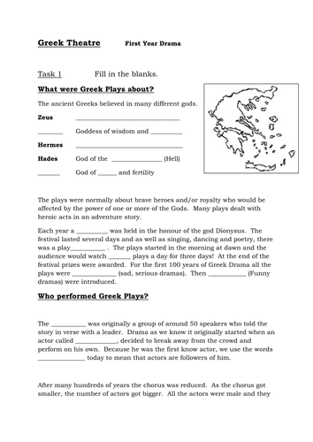 Greek Theatre -Fill in the blanks | Teaching Resources