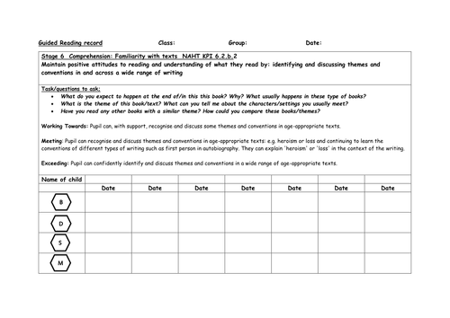Year 6 Guided Reading records linked to NAHT outcomes/Classroom Monitor ...