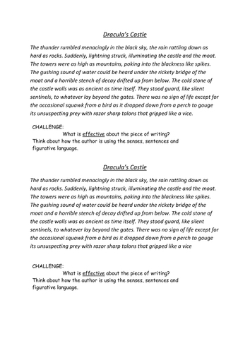 Descriptive Writing: Dracula's Castle | Teaching Resources