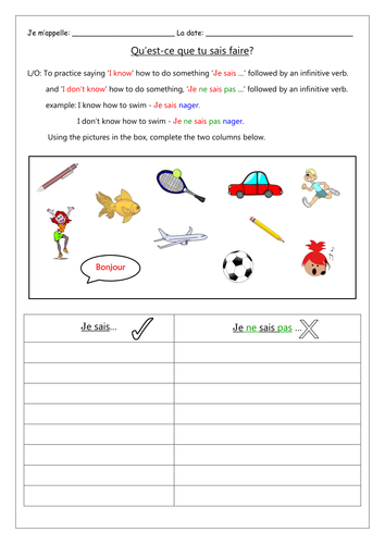 FRENCH - SAVOIR vs CONNAÎTRE - Worksheets | Teaching Resources