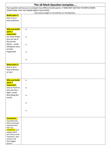 Unit 1 GCSE History AQA exam technique question templates | Teaching ...