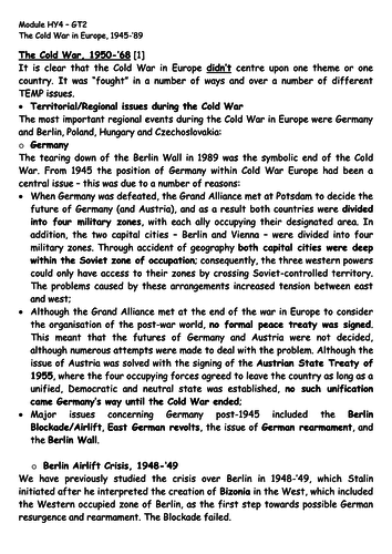 Cold War in Europe, 1945-1960s | Teaching Resources
