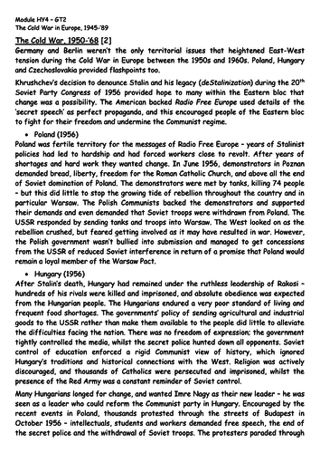 Cold War in Europe, 1945-1960s | Teaching Resources