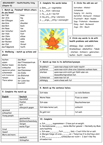 GCSE German Revision Quickie (Idea from Gianfranco Conti) Health ...