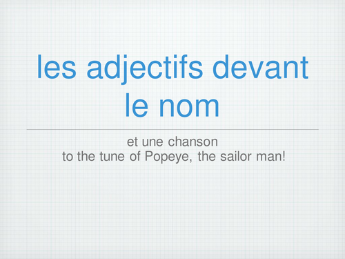 Les adjectifs devant le nom - lesson | Teaching Resources