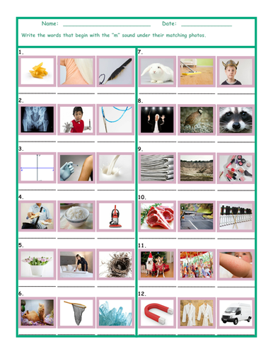 Phonics M Sound Photo Worksheet | Teaching Resources