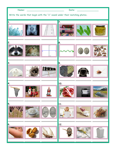 Phonics X Sound Photo Worksheet | Teaching Resources