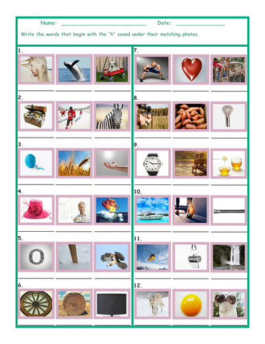 Phonics H Sound Photo Worksheet | Teaching Resources