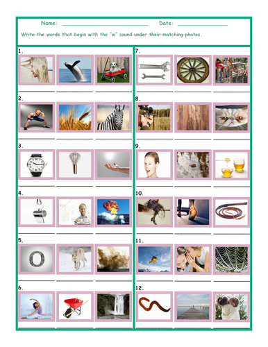 Phonics W Sound Photo Worksheet | Teaching Resources