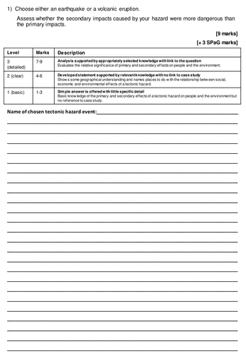 AQA GCSE Geography - Natural Hazards Exam Questions | Teaching Resources AQA GCSE Geography - Natural Hazards Exam Questions | Teaching Resources