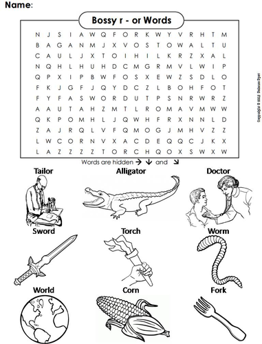 Bossy r Worksheets Bundle: ur, or, ir, er, and ar Phonics Word Searches ...