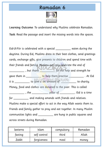 Ramadan and Eid–Ul-Fitr Worksheets | Teaching Resources