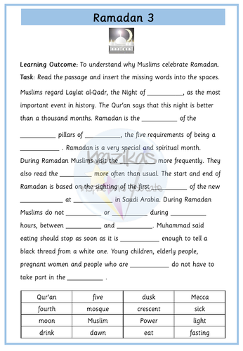 Ramadan and Eid–Ul-Fitr Worksheets | Teaching Resources