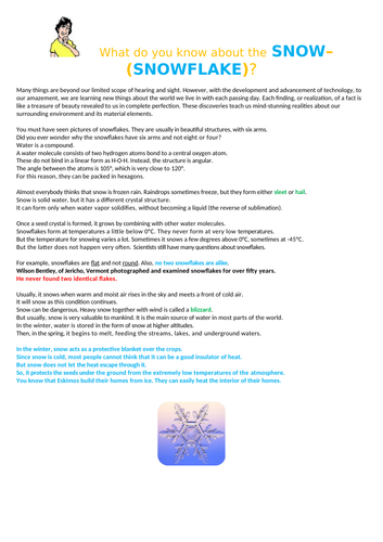 All about Snow – Types of SNOW; (PPT/Quiz/Teacher Notes/Quick Review ...