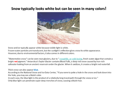 All about Snow – Types of SNOW; (PPT/Quiz/Teacher Notes/Quick Review ...