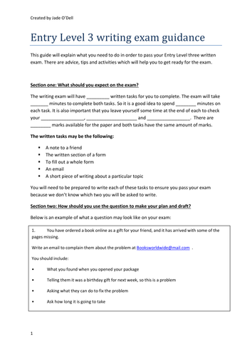 Functional Skills English Entry Level 3 Writing Pack | Teaching Resources