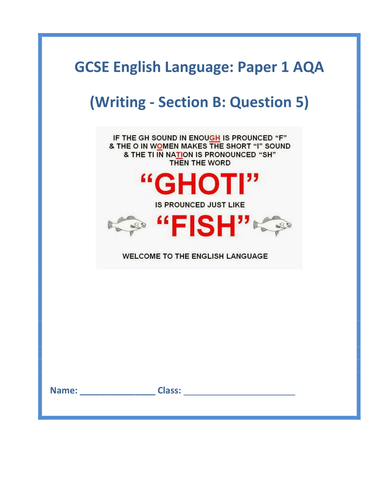 GCSE English Language Paper 1 - Descriptive Writing Revision Booklet ...