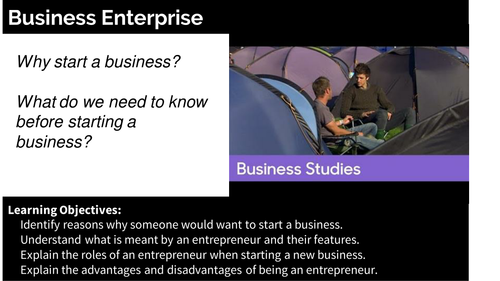 Business enterprise and entrepreneurs | Teaching Resources