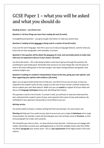 Last-minute New Spec GCSE English Language Guidance | Teaching Resources