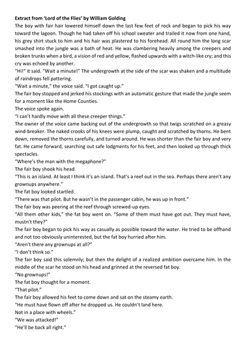 20th century fiction- bundle of 30 extracts (b) | Teaching Resources