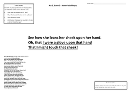 Romeo and Juliet KS3 GCSE Act 2 Scene 2 Romeo's Soliloquy | Teaching ...