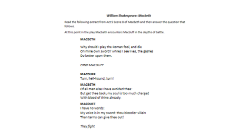 English Literature Paper 1 GCSE AQA - Macbeth - Bravery and Courage ...