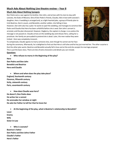 Much Ado About Nothing worksheet | Teaching Resources