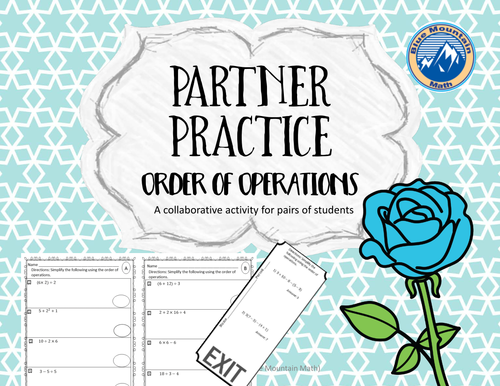 Partner Practice Order of Operations | Teaching Resources