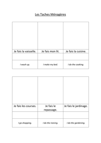 Les Taches Menageres | Teaching Resources