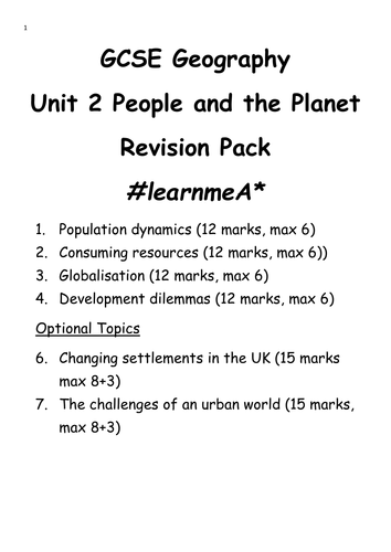 Complete revision pack for GCSE Geography Edexcel B including case ...
