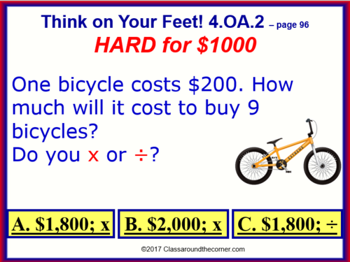 4.OA.2 THINK ON YOUR FEET MATH! Interactive Test Prep Game—Multiply or ...