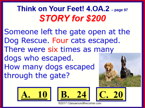 4.OA.2 THINK ON YOUR FEET MATH! Interactive Test Prep Game—Multiply or ...