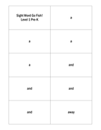 Sight Word “Go Fish” and "Concentration" Pre-K, K and 1st Word Lists ...