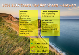GCSE Geography Coasts Revision Sheets and Answers | Teaching Resources