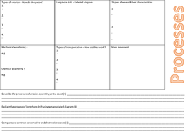 GCSE Geography Coasts Revision Sheets and Answers | Teaching Resources