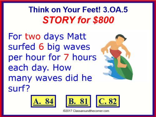 3.OA.5 THINK ON YOUR FEET MATH! Interactive Test Prep Game— Properties ...