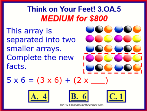 3.OA.5 THINK ON YOUR FEET MATH! Interactive Test Prep Game— Properties ...